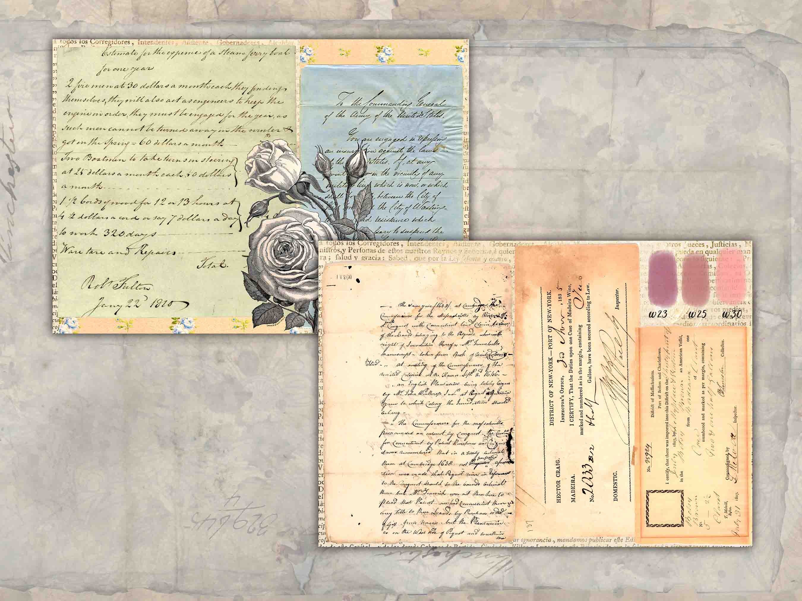 Vintage Documents Digital Paper Kit Shabby Whimsical Vintage - Etsy