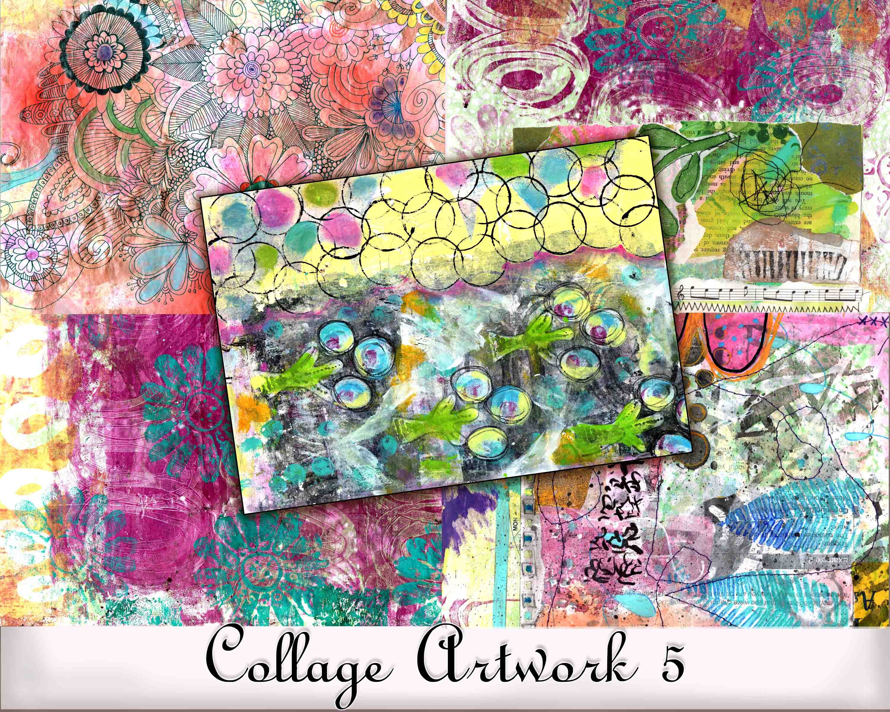 Collage Artwork 5 Digital Paper Kit Download Shabby Chic - Etsy