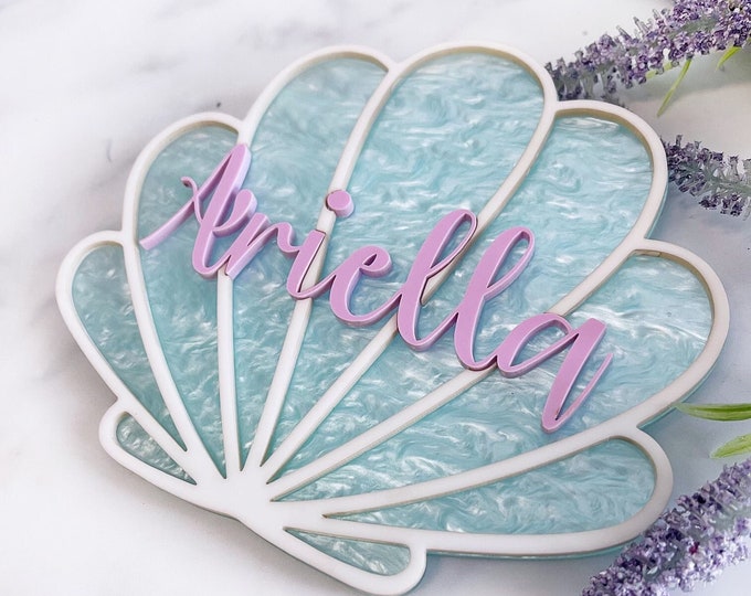 Decoupage Clam Shell Decor, Art Deco Mermaid, Blue and Green Vintage ...