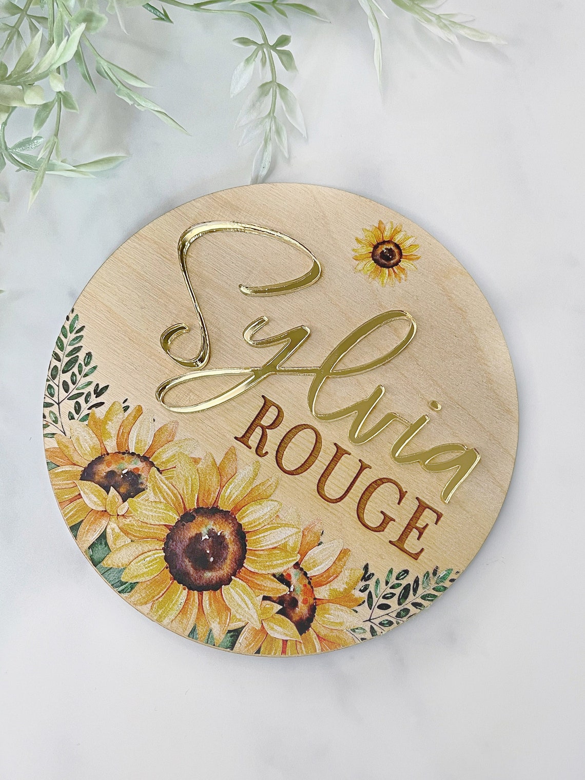 Sunflower Wood Name Sign Baby Girl 3D Name Announcement Sign - Etsy
