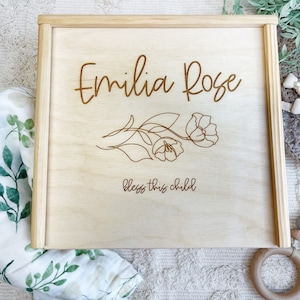 Wood Personalized Keepsake Box, Custom Newborn Baby Gift Box, Engraved ...