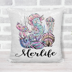 Mermaid Pillow Merlife Gold Pillow Case Girl Birthday Gift Sequin ...