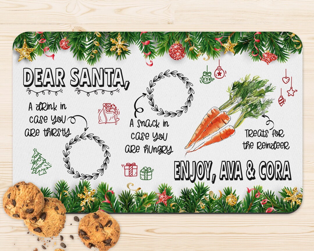 Santa Placemat Personalized Milk and Cookie Place Mat for Santa Custom ...