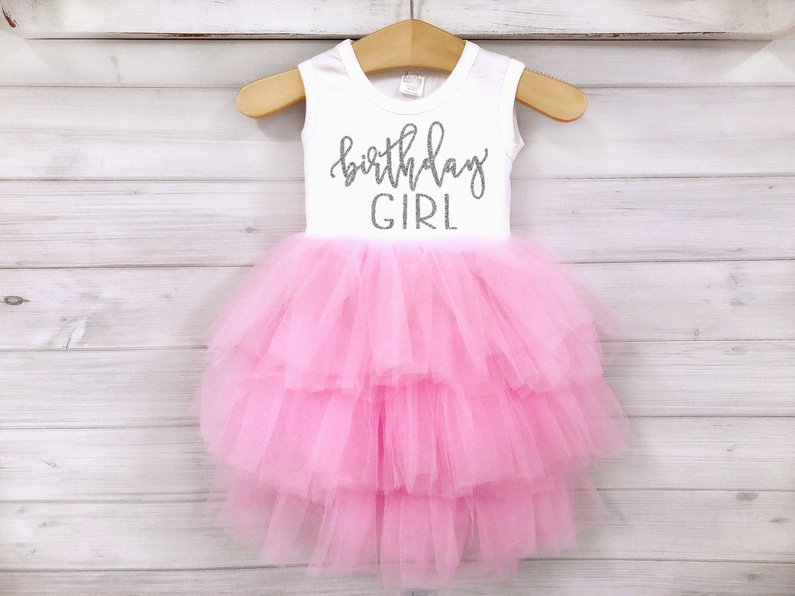 Girls Birthday Dress Pink and Silver Birthday Outfit 1st 2nd - Etsy