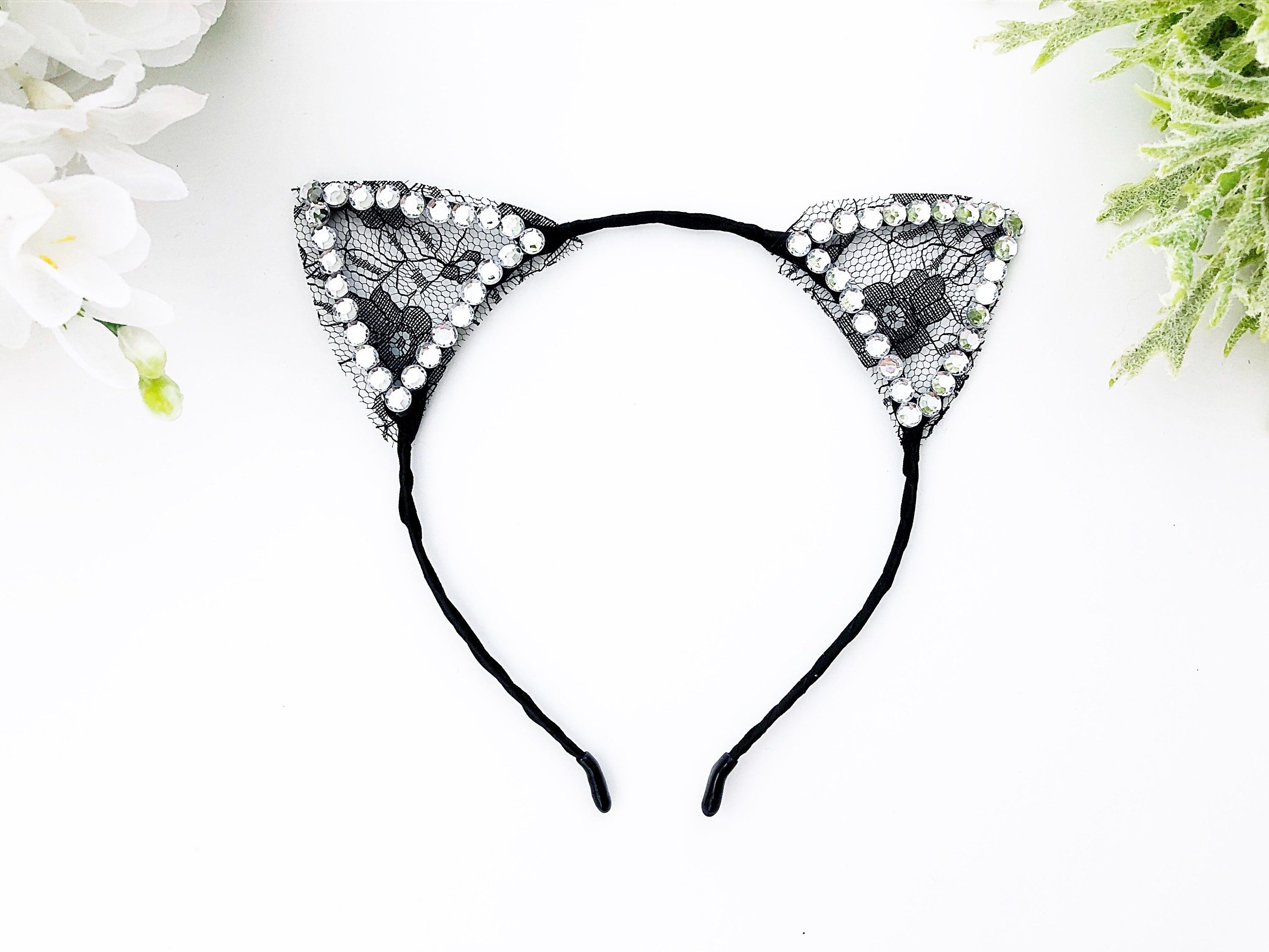 Sparkle Lace Cat Ear Headband Girls Cat Costume Halloween Boho | Etsy