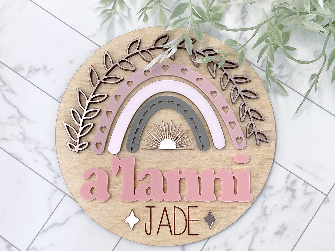 Rainbow Baby Girl Name Sign Wood Name Sign 3D Name Announcement Sign ...