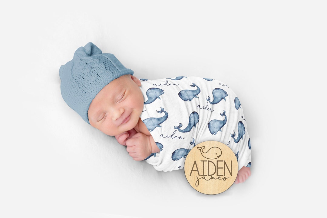 Personalized Whale Blanket Nautical Whale Nursery Baby Boy Blanket ...