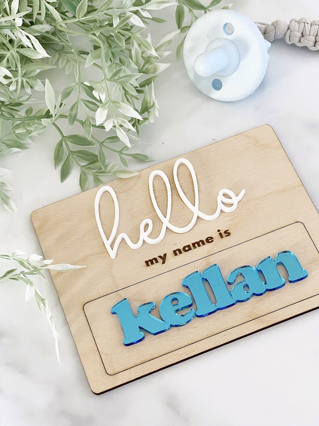 Hello My Name is Sign Name Tag Sign Baby 3D Name Announcement Sign ...
