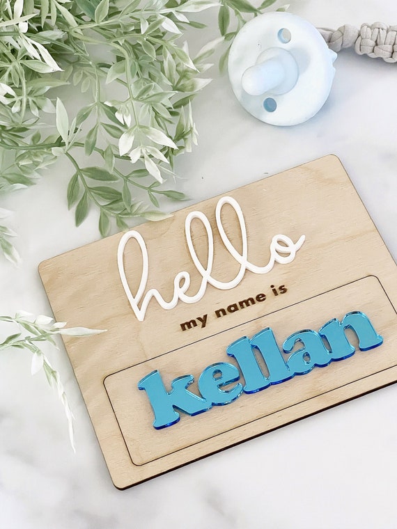 Hello My Name is Sign Name Tag Sign Baby 3D Name Announcement - Etsy