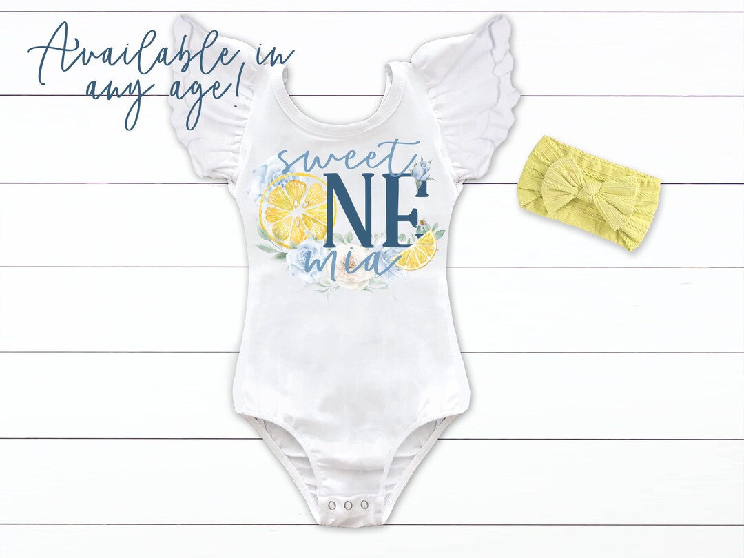 Lemon Sweet One 1st Birthday Outfit: Dusty Blue Lemonade Top - Etsy