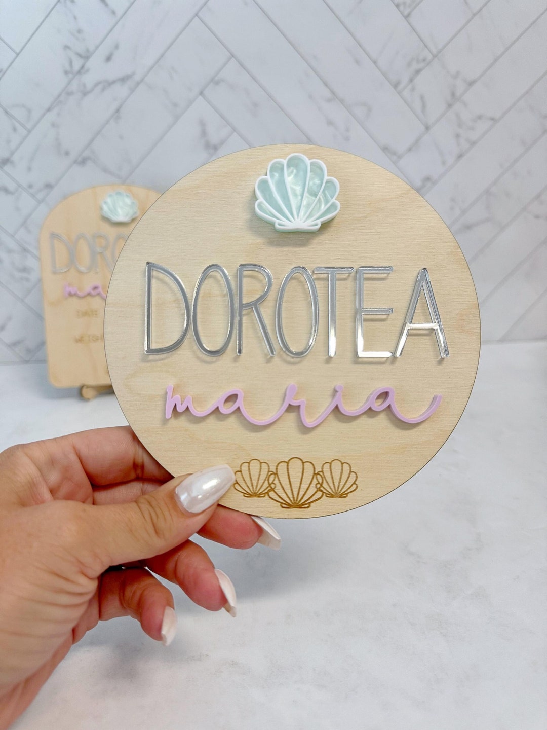 Mermaid Baby Name Sign: 3D Seashell Nursery Decor - Etsy