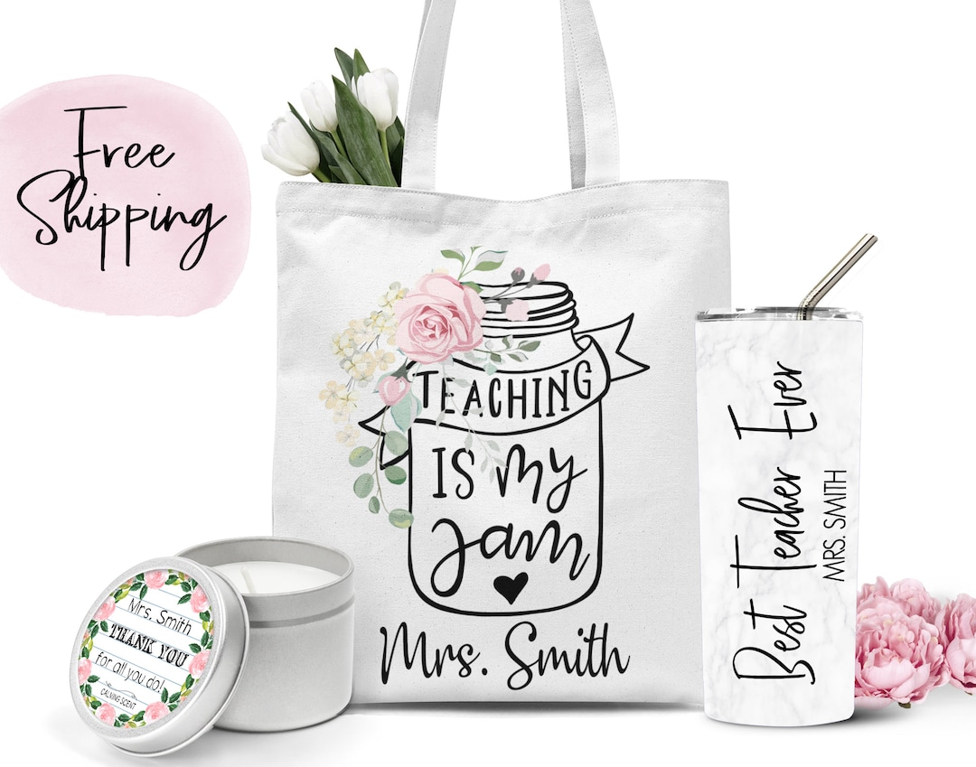 Teacher Gift Set Teacher Appreciation Gift Personalized Tote Bag ...