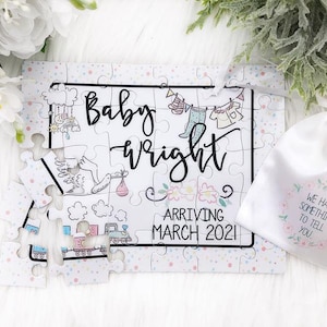 Baby Announcement Puzzle Pregnancy Announcement Personalized We're ...