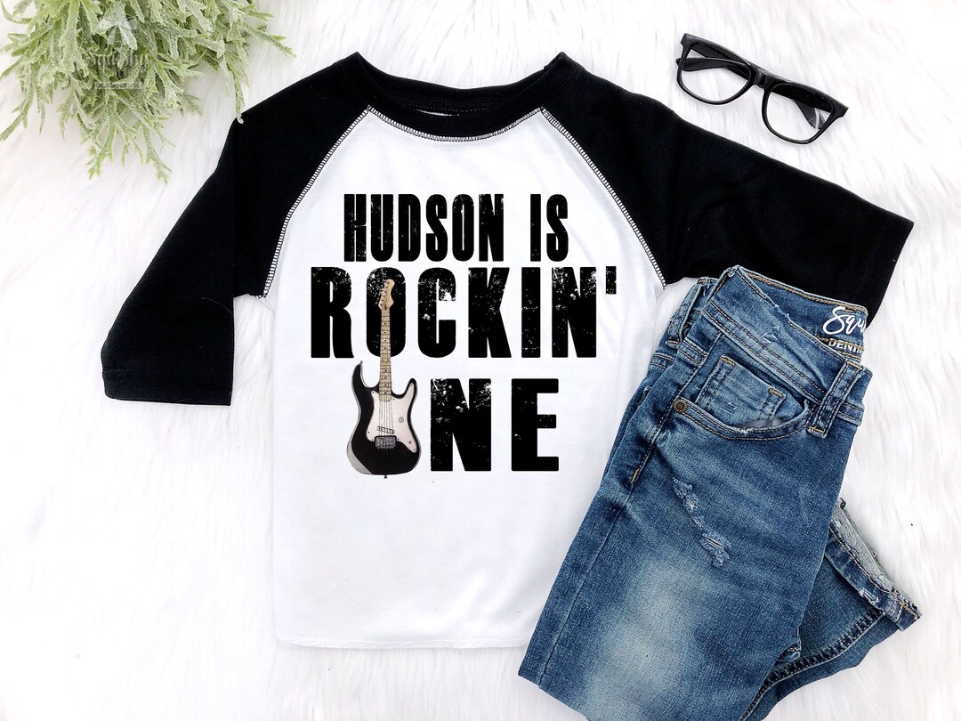 Rockin One First Birthday Personalized 1st Birthday Outfit Boy Guitar ...