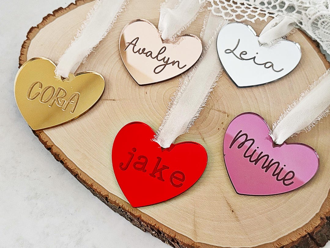 Personalized Heart Name Tag, Valentines Day Ornament, Mirror Heart Gift ...
