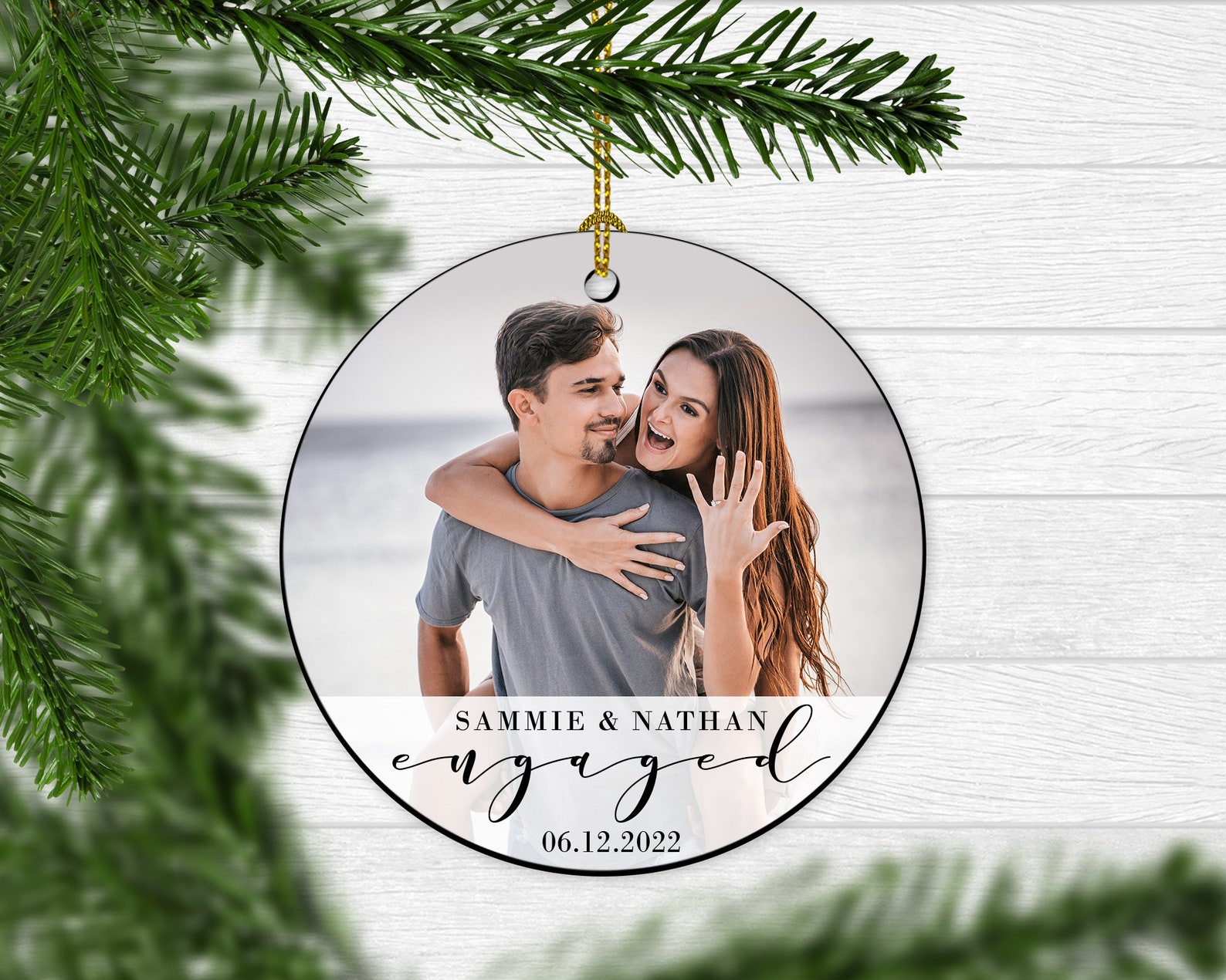 First Christmas Engaged Ornament Engagement Photo Personalized - Etsy
