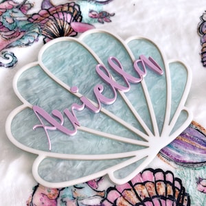 Mermaid Nursery Name Sign: Baby Girl Shell Photo Prop - Etsy