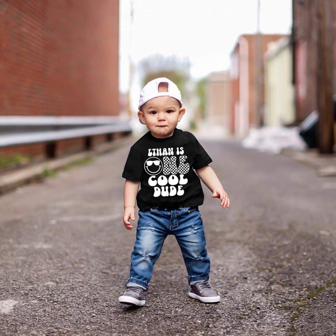 One Cool Dude Retro Personalized 1st Birthday Boy Shirt First Birthday ...