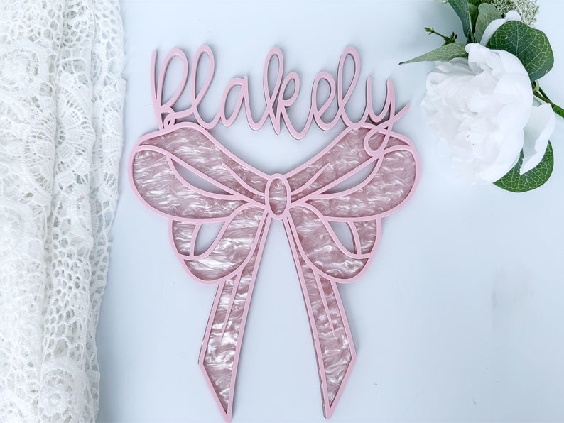 Baby Girl Bow Name Sign, Coquette Nursery Decor, Newborn Photo Prop ...