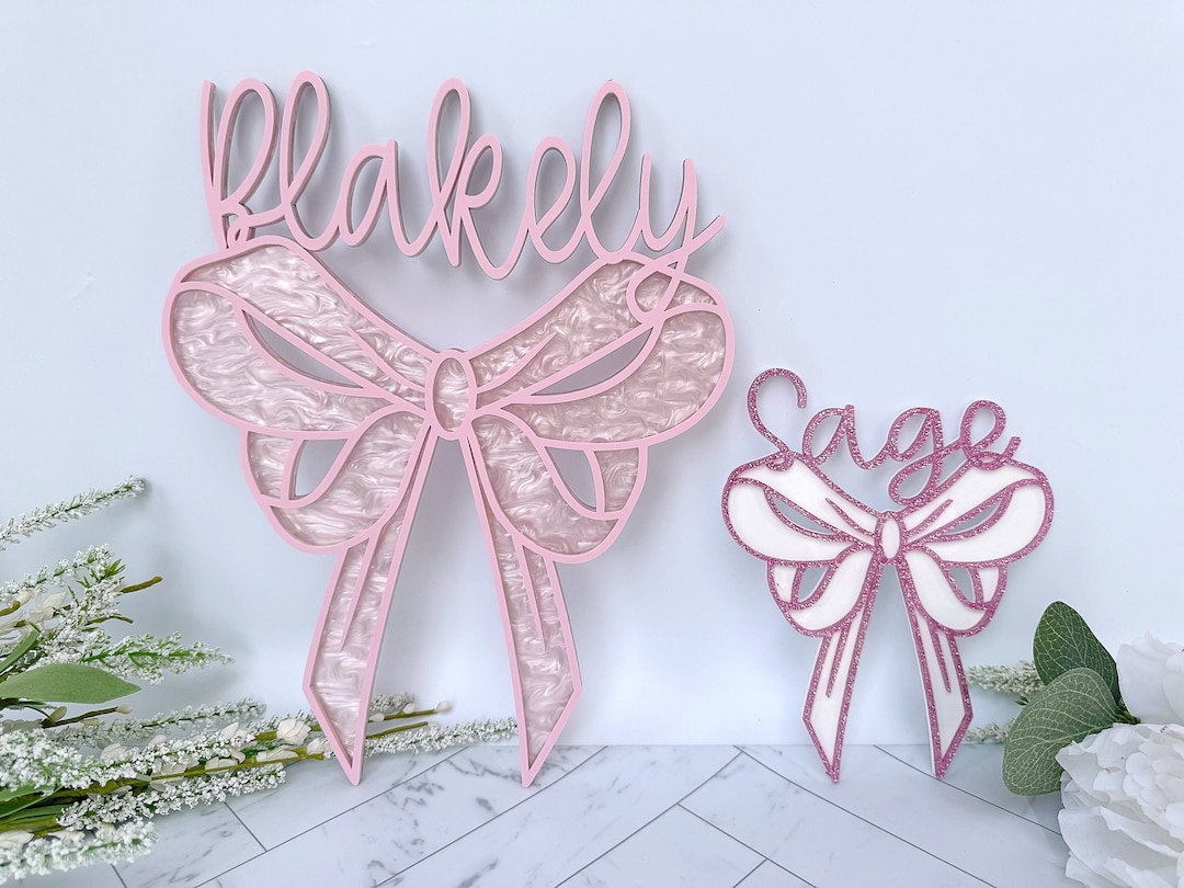 Baby Girl Bow Name Sign, Coquette Nursery Decor, Newborn Photo Prop ...