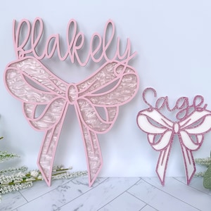 Baby Girl Bow Name Sign, Coquette Nursery Decor, Newborn Photo Prop ...