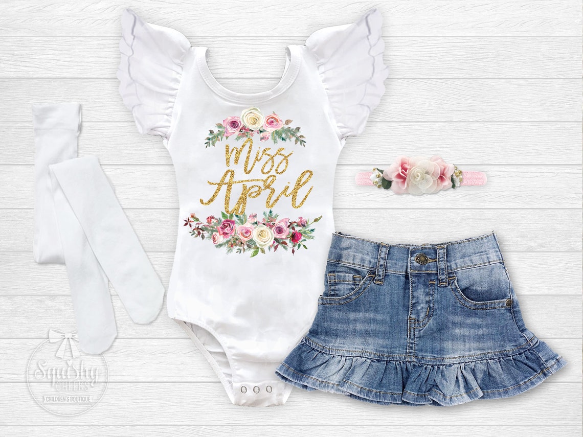 Miss April Outfit Spring Birthday Outfit New Baby Gift Baby Girls 1st ...