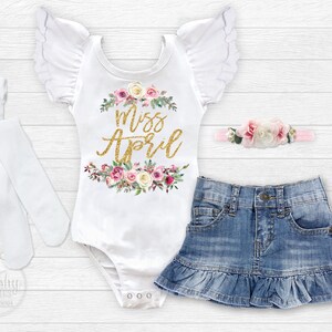 Miss April Outfit Spring Birthday Outfit New Baby Gift Baby Girls 1st ...