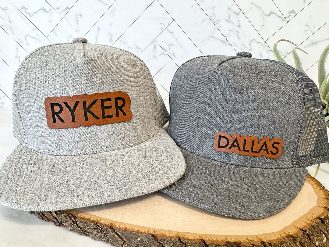 Personalized Kids Custom Hats, Leather Patch Name Hats, Infant, Toddler ...