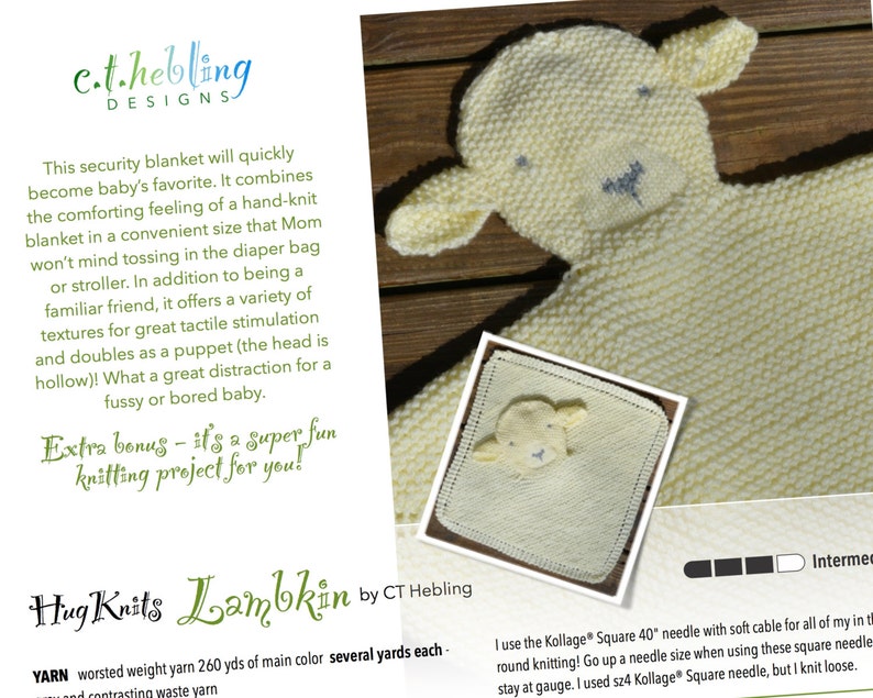Lambkin Lovey Knitting Pattern: Baby Security Blanket Toy (PDF Pattern ...