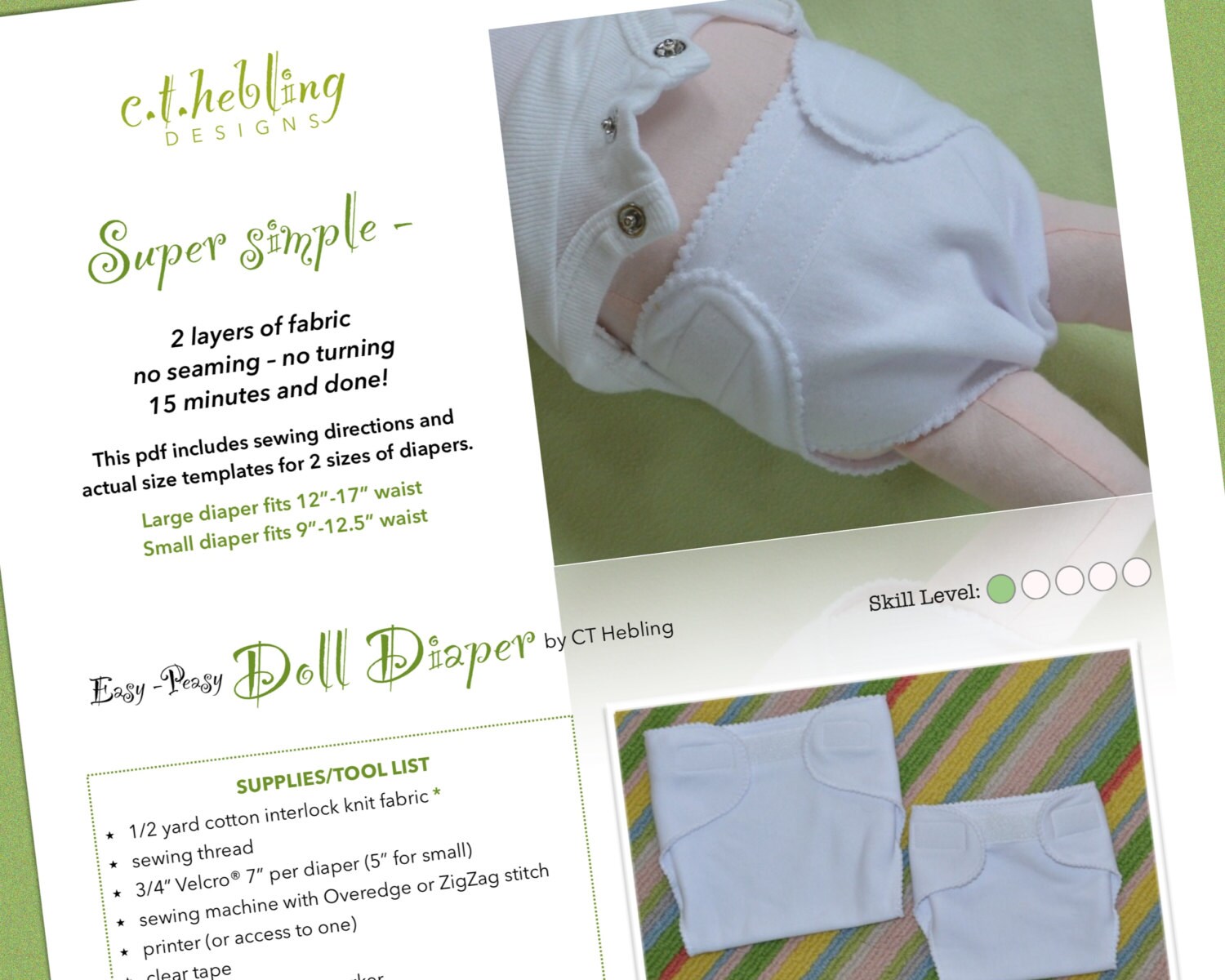 Doll Diaper-2 Sizes PDF Sewing Pattern | Etsy Canada