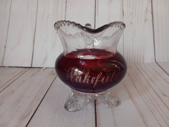 Antique EAPG Ruby Flash Souvenir Creamer wakefield - Etsy