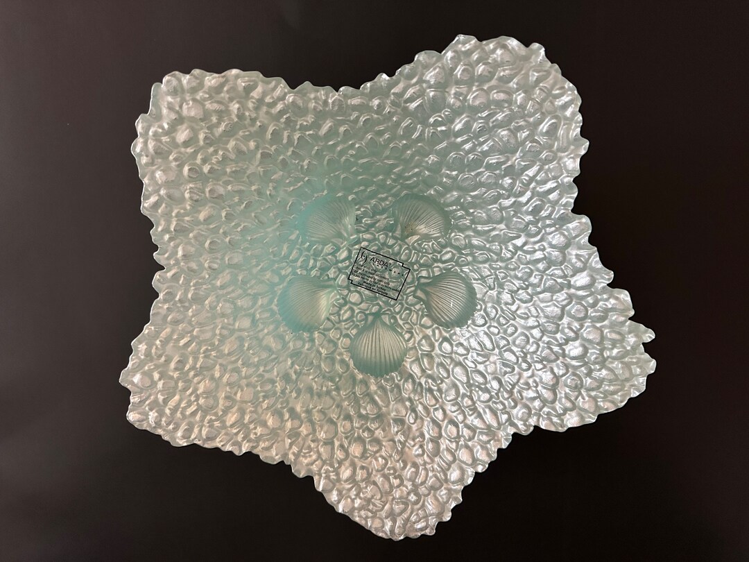 Stunning ARDA Glassware 12" Console Bowl~ NWT~ Light Aqua Pebbled ...