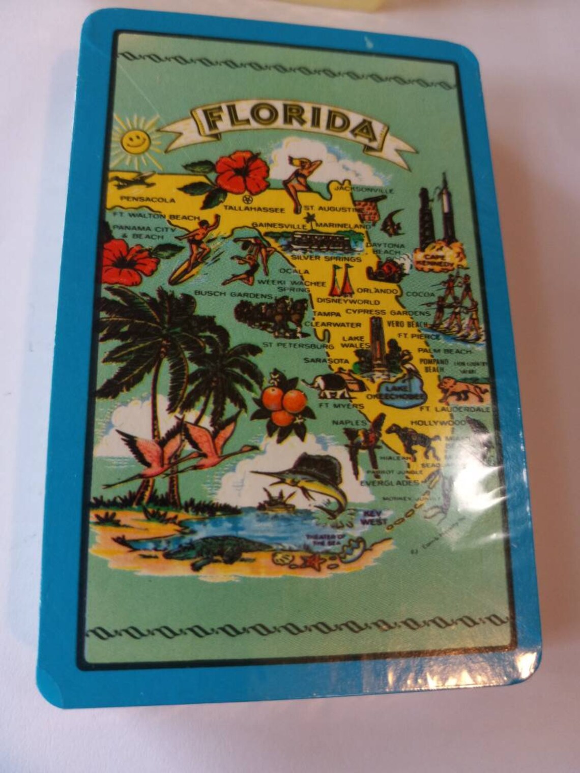 Vintage Florida State Map Plastic Coated Playing Cards SEALED - Etsy