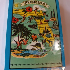 Vintage Florida State Map Plastic Coated Playing Cards SEALED - Etsy