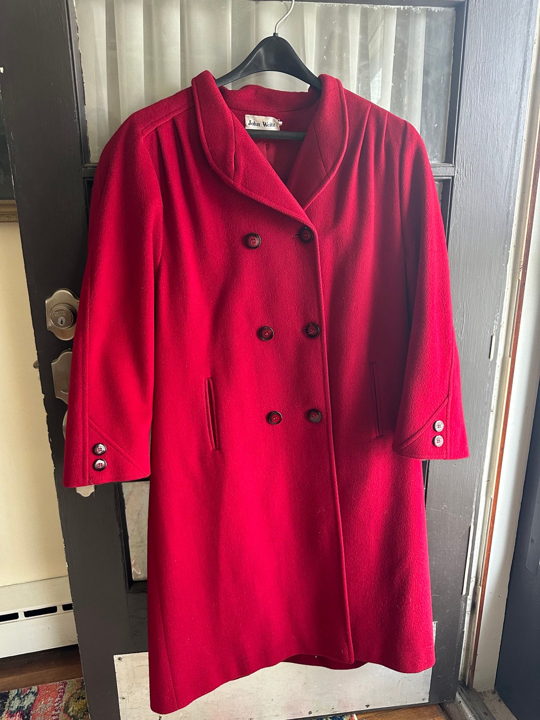 Vintage Mid-century John Weitz Red Coat~ Forstmann ~ Size 14-16~ Lined ...