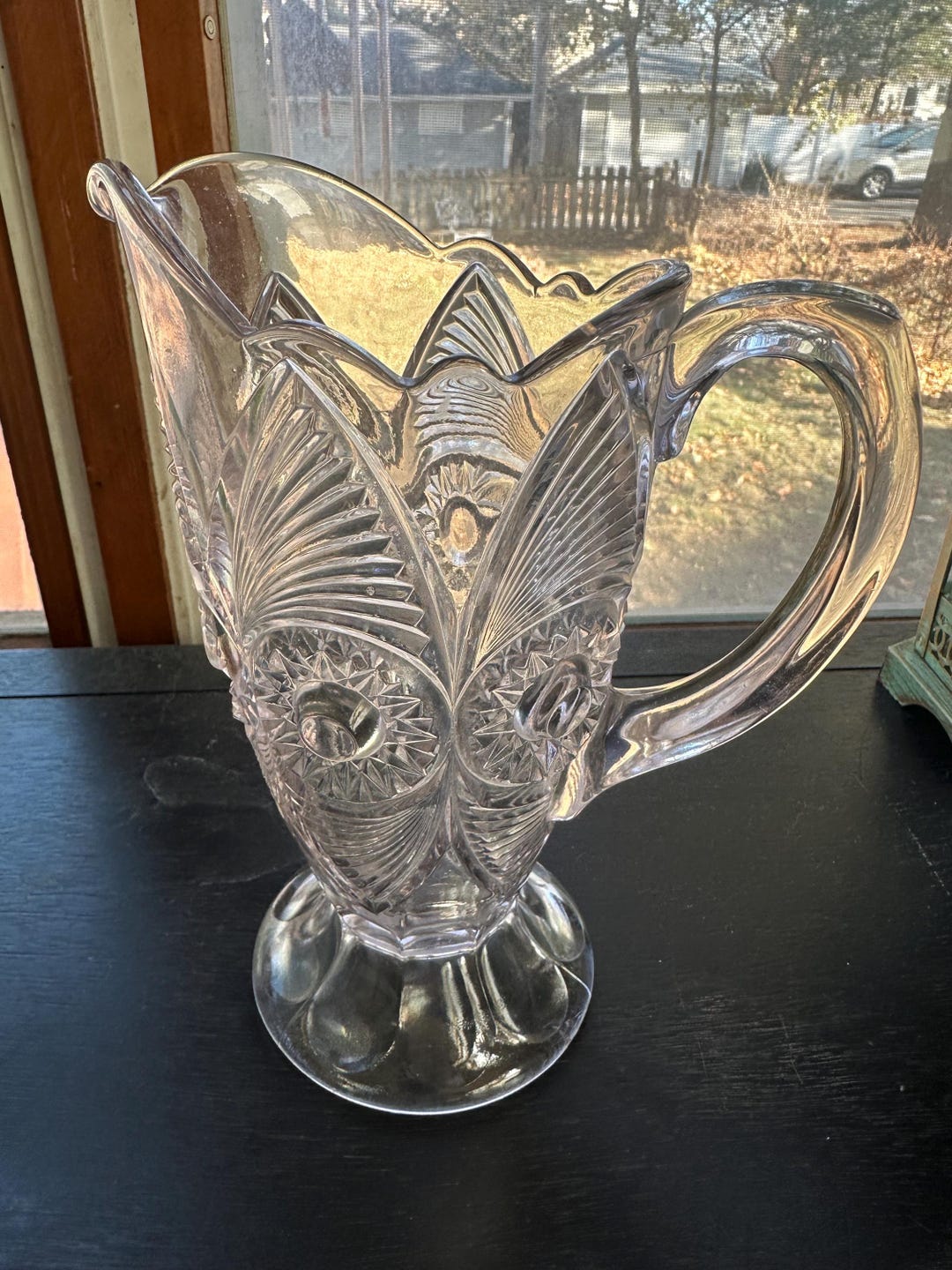 Antique EAPG Bulls Eye and Fan - Water Pitcher - US Glass Co. - Crystal ...