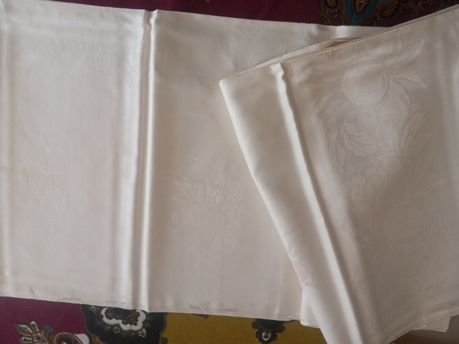 Vintage Imported Cotton/rayon Super Sheen Damask Set~ 66 X 50 ...
