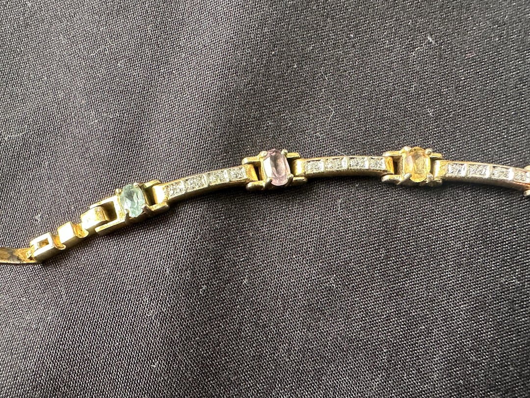 Vintage 925 Thai Tennis Bracelet~ Multi Colored Stones~ Thai Stamped ...
