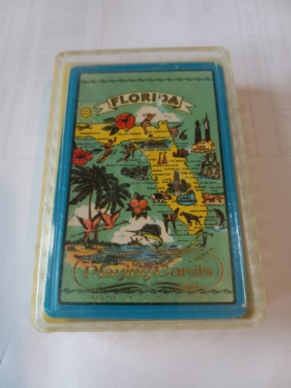 Vintage Florida State Map Plastic Coated Playing Cards SEALED - Etsy