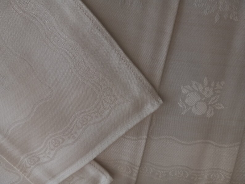 Vintage Imported Cotton/rayon Super Sheen Damask Set~ 66 X 50 ...