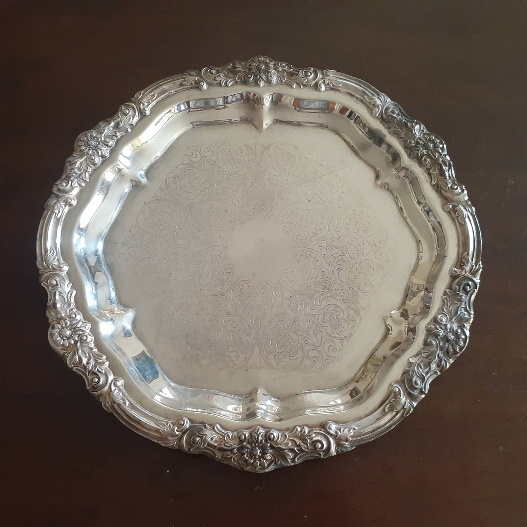 Vintage Rogers Silver Co. Large Serving Butler Tray Ornate Heavy 6734 ...