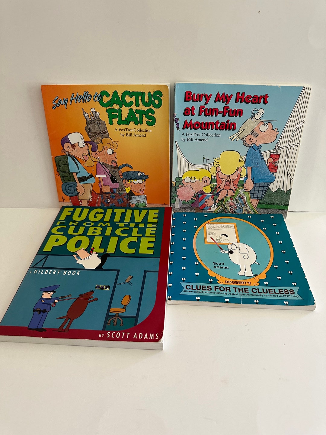 Set of 4 Cartoon Comic Books 90's~ Dilbert, Dogbert, Cactus Flats, Bury ...