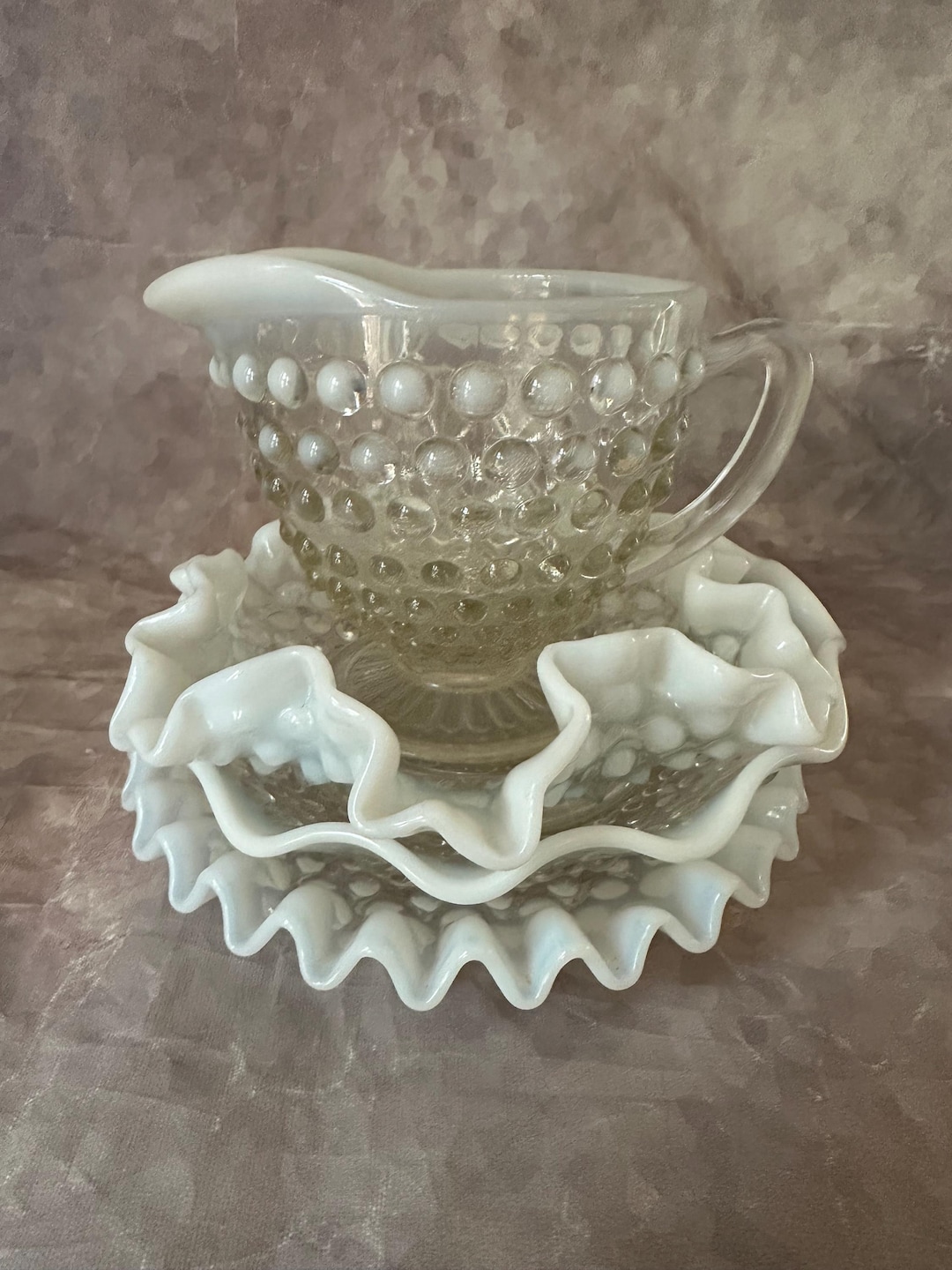 Vintage Fenton and Moonstone French Opalescent Hobnail~ Four Pieces ...