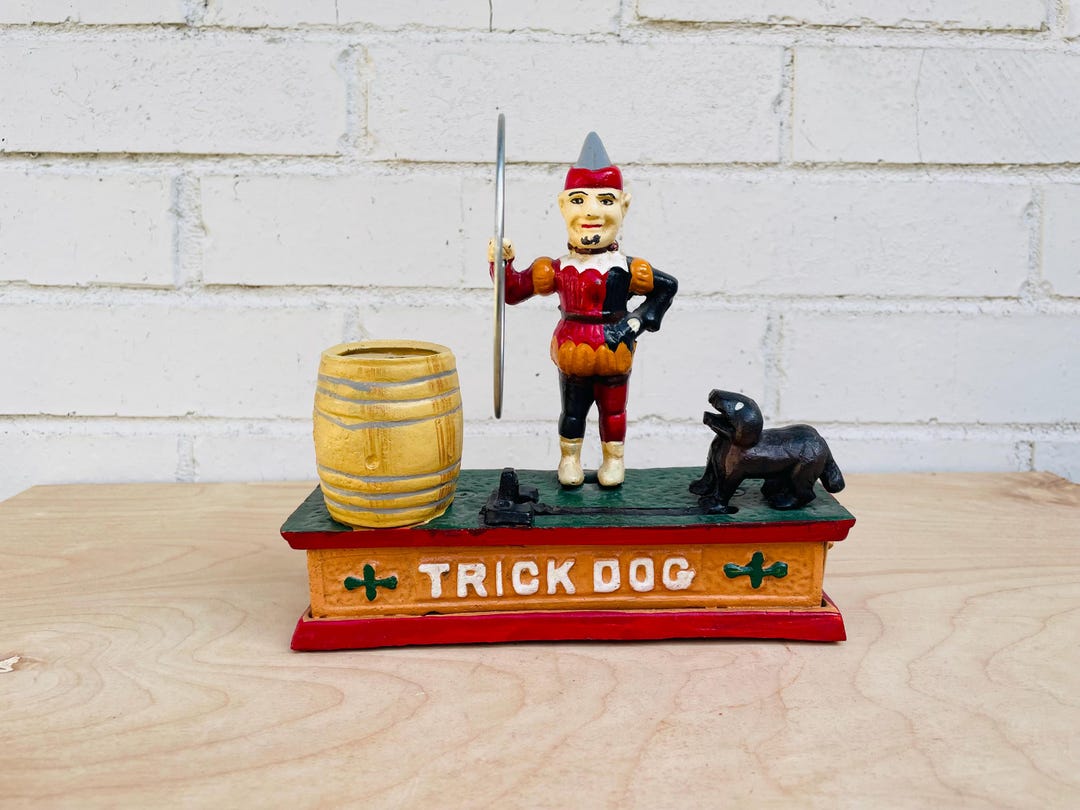 Vintage Iron Bank- Clown - Dog- Piggy Bank- Antique Bank- Iron Bank - Etsy