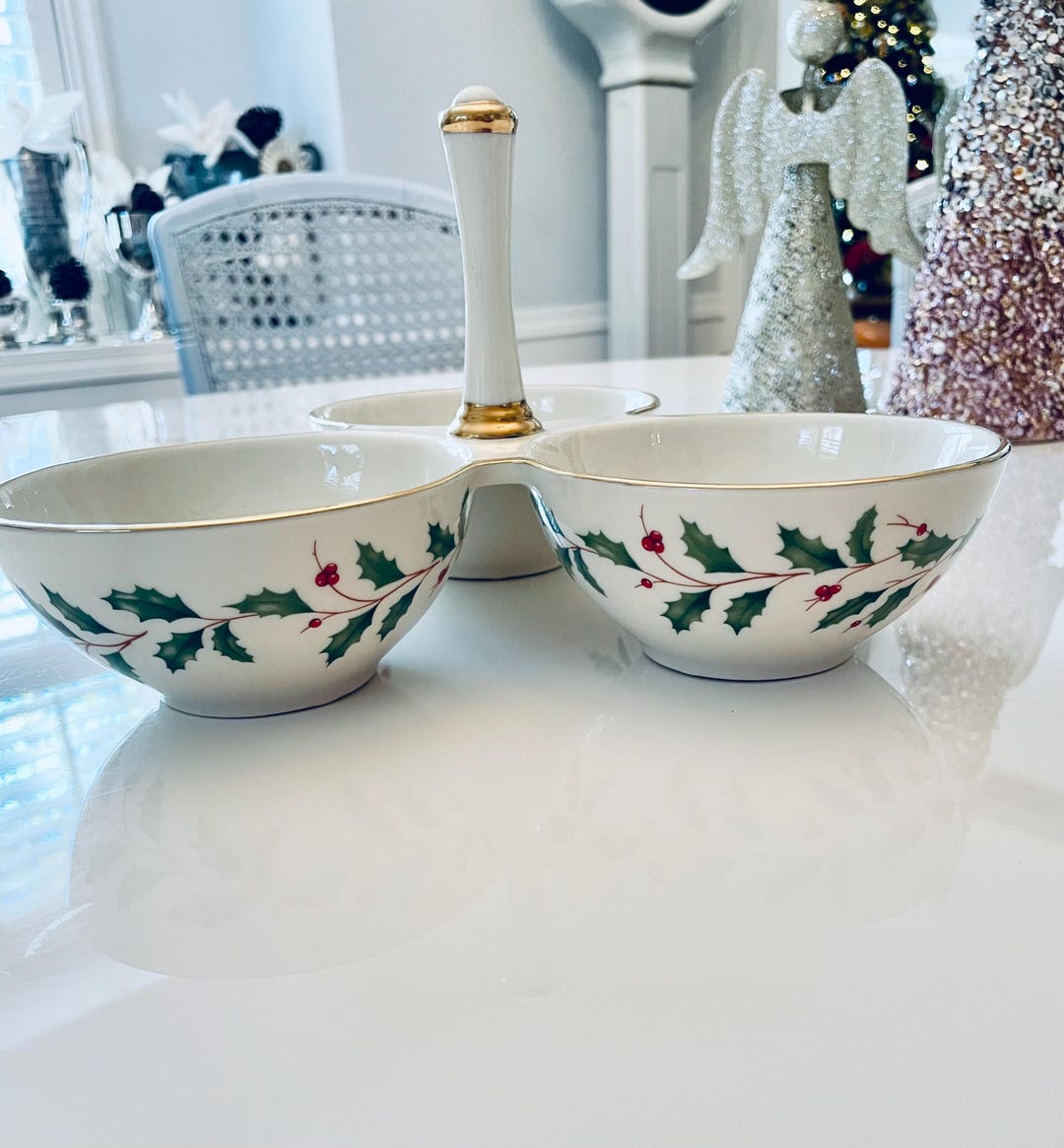 Christmas Lenox Nut Dish- Holiday-three Dish - Snack Bowls- Christmas ...