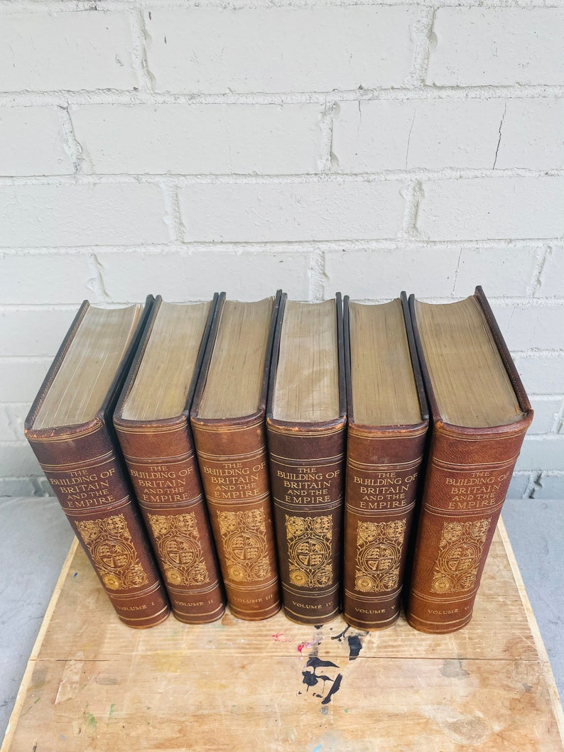 Antique Leather Book Set History Britain Brown and Gold - Etsy