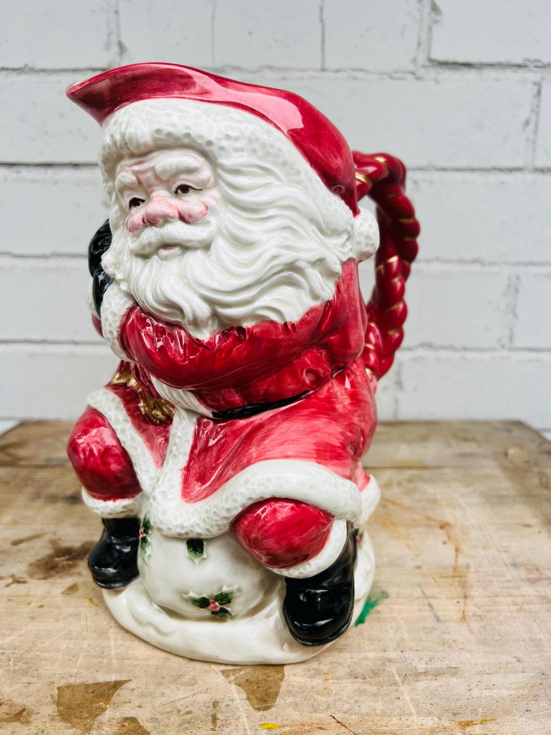 Vintage Christmas Pitcher - Water Pitcher - Santa Claus - Serving Piece ...