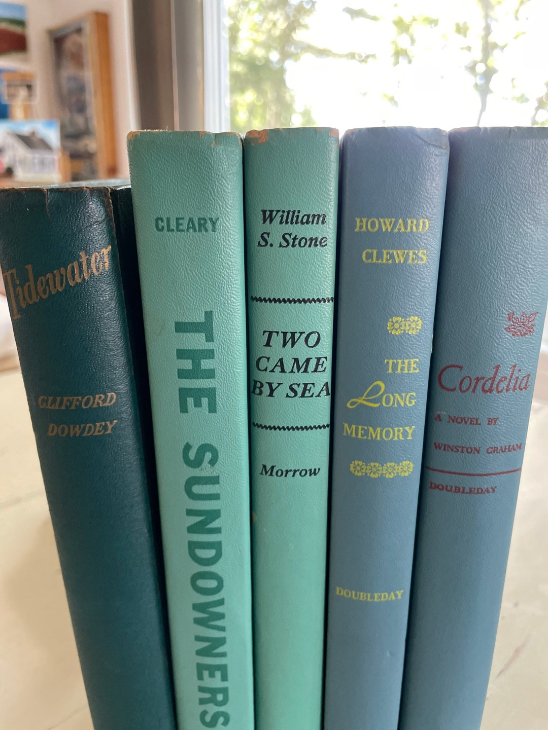 Collection of Vintage Books in Blue and Green - Vintage Books - Antique ...