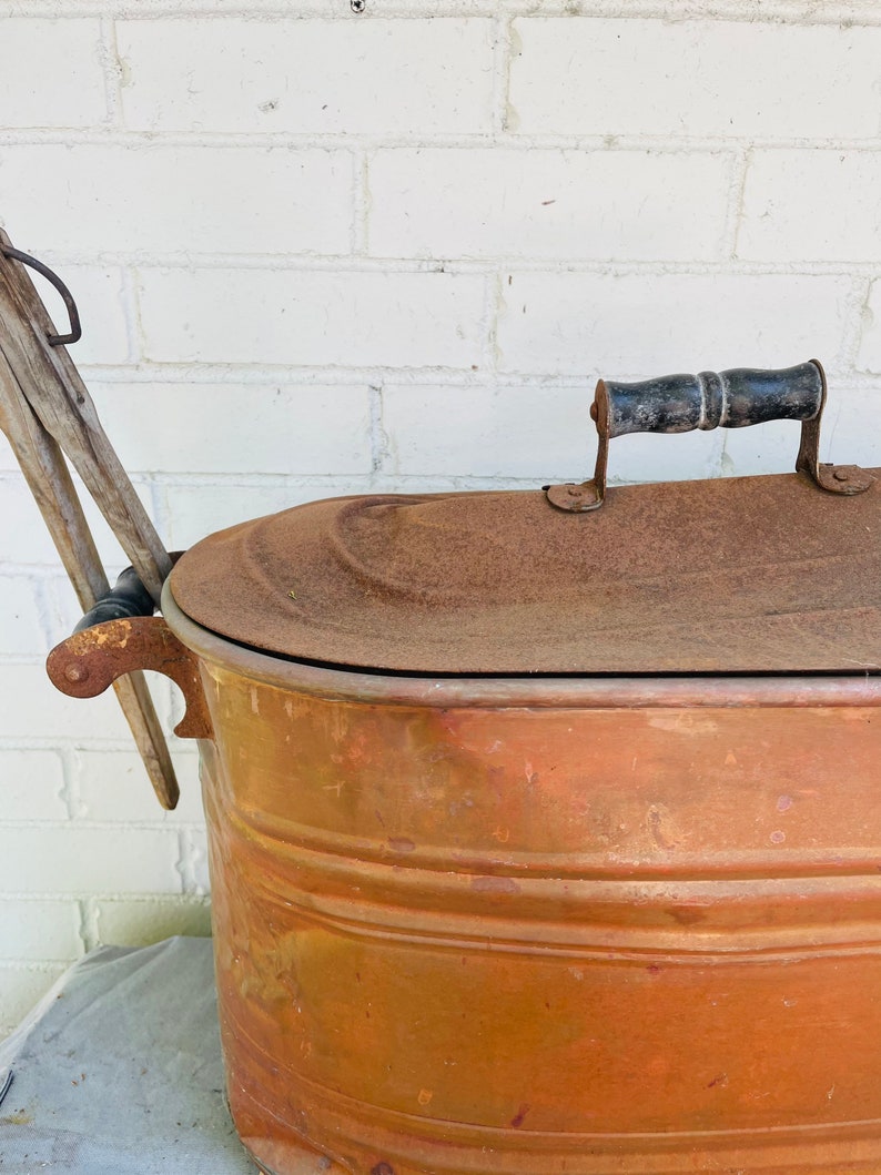Copper Washtub With Lid Copper Pot Laundry Copper Piece - Etsy