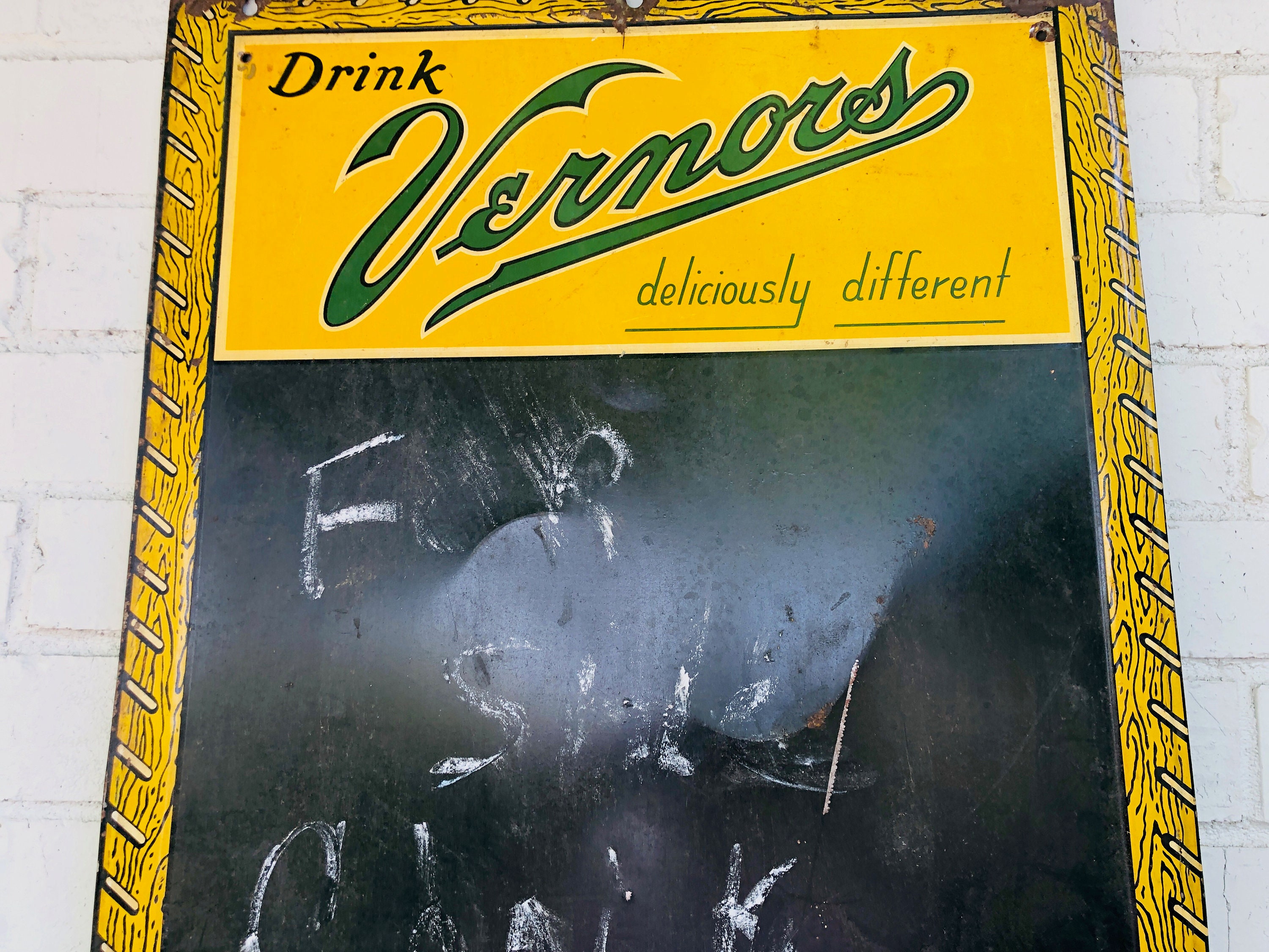 Vintage Metal Sign and Chalkboard Vernors Drink | Etsy